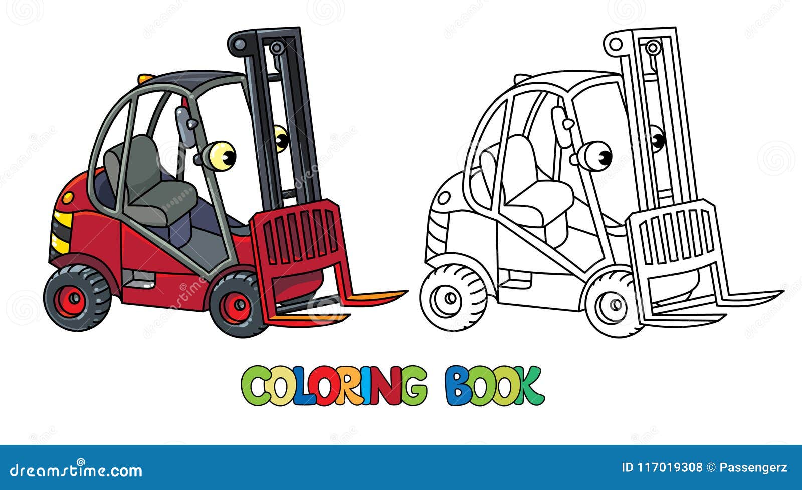 Lustiges Kleines Gabelstapler- Oder Laderauto Mit Augen Vektor ...