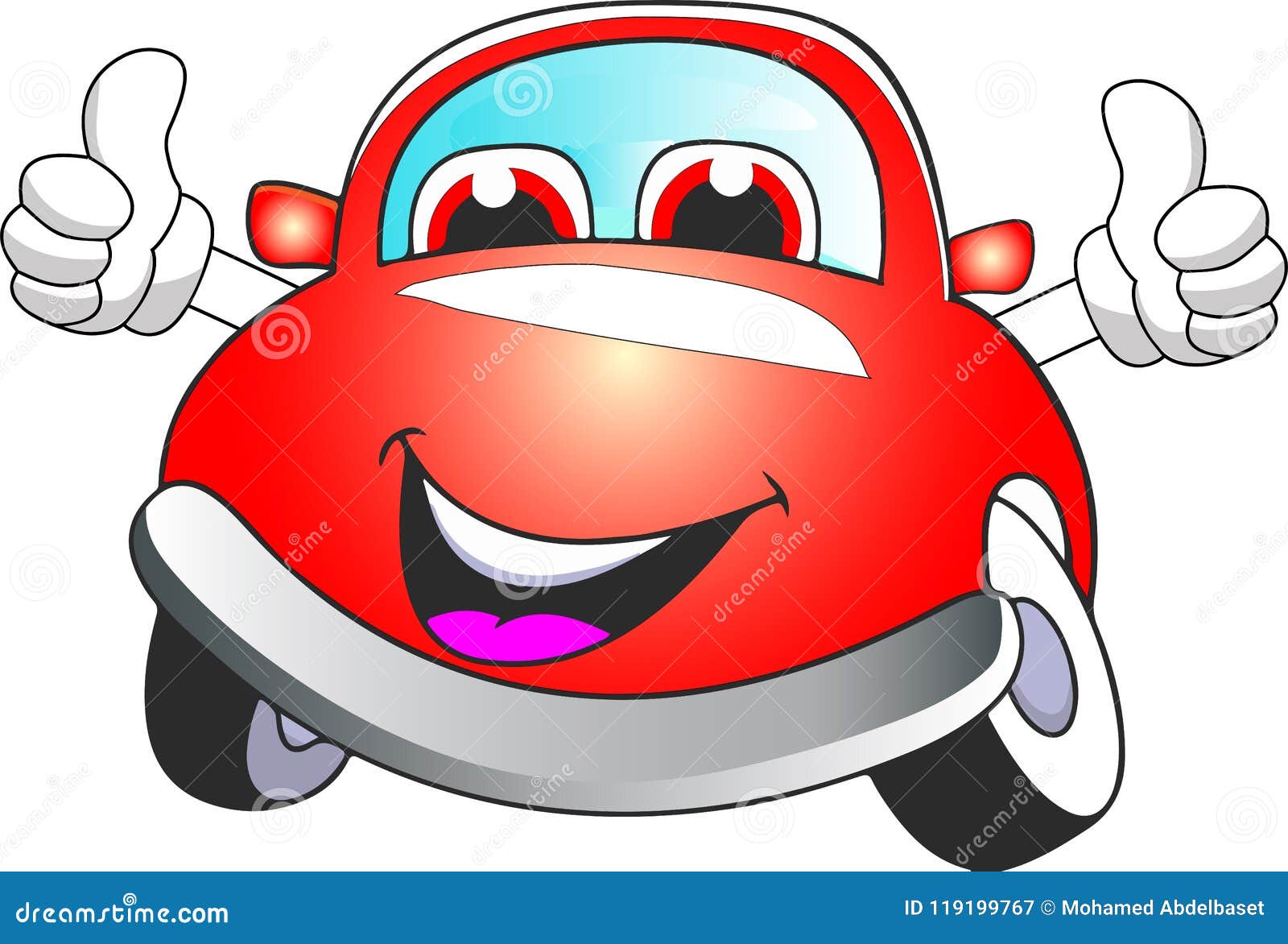 Lustiges Rot Farbiges Karikaturauto Stock Abbildung - Illustration von ...