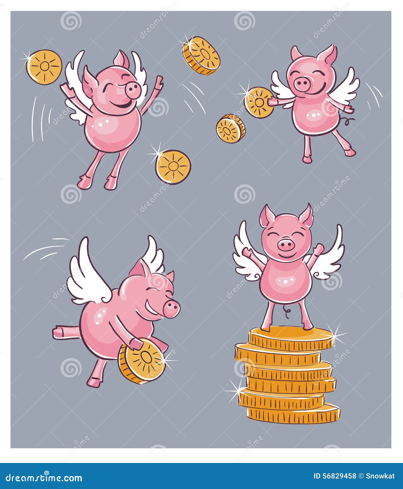 Lustiges Schwein Holen Geld Vektor Abbildung - Illustration von ...