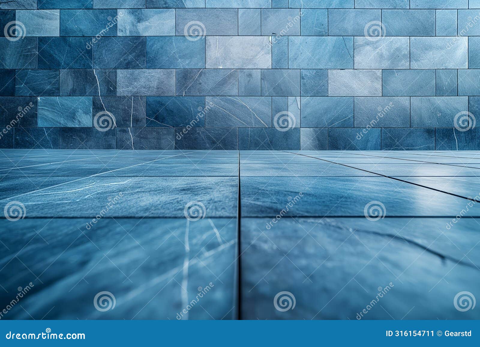 Reflective Blue Tiles with Geometric Patterns Stock Image - Image of ...