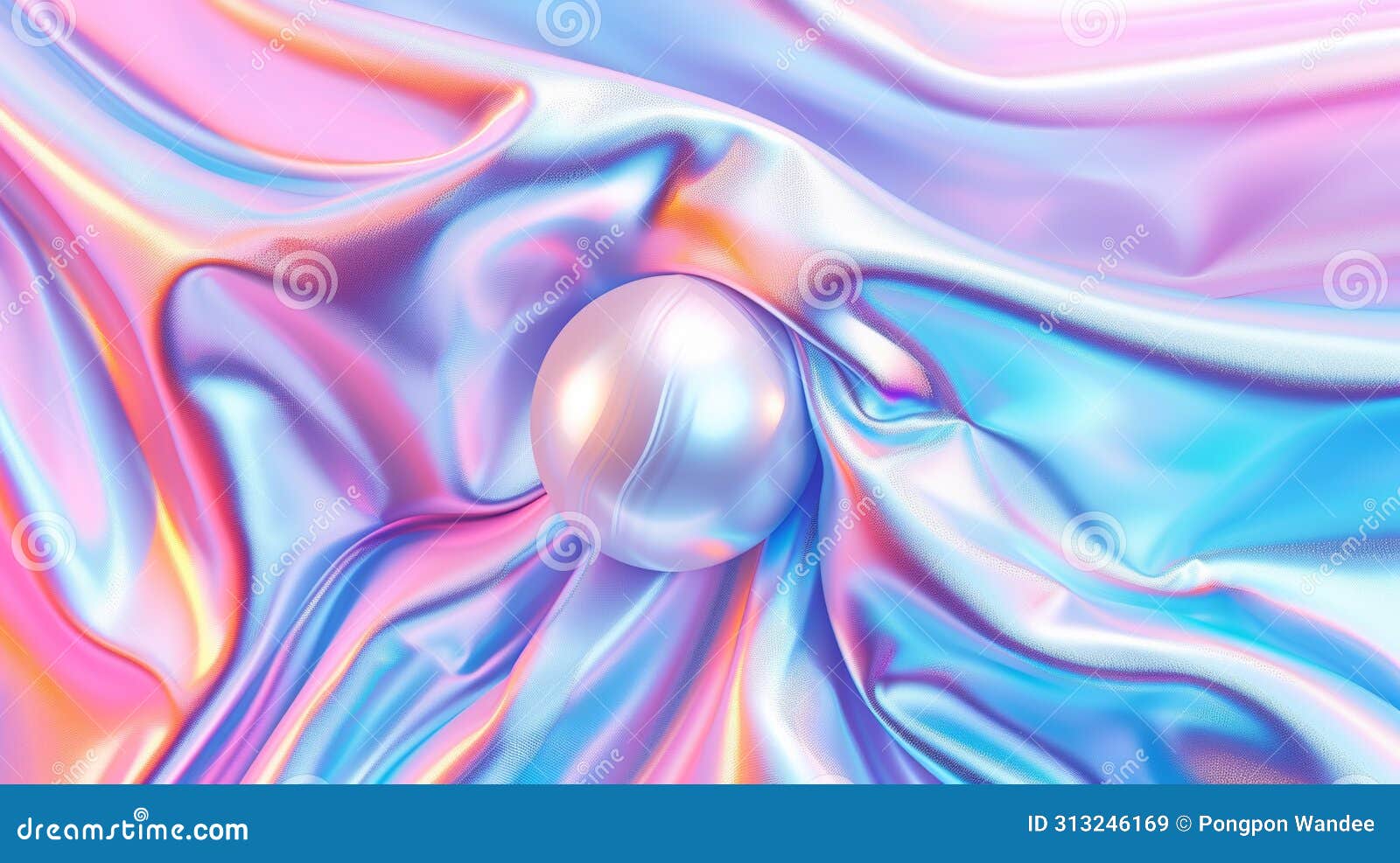 A Lustrous Pearl on Vibrant Satin, Reflecting a Spectrum of Colors ...
