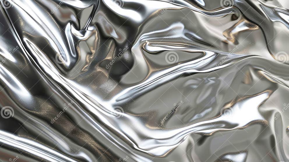 Lustrous Silver Textile with Stylized Wave Texture. Glamorous ...