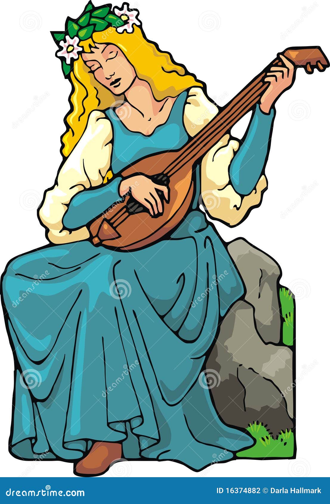 Lute Player stock vector. Illustration of performer, performance - 16374882