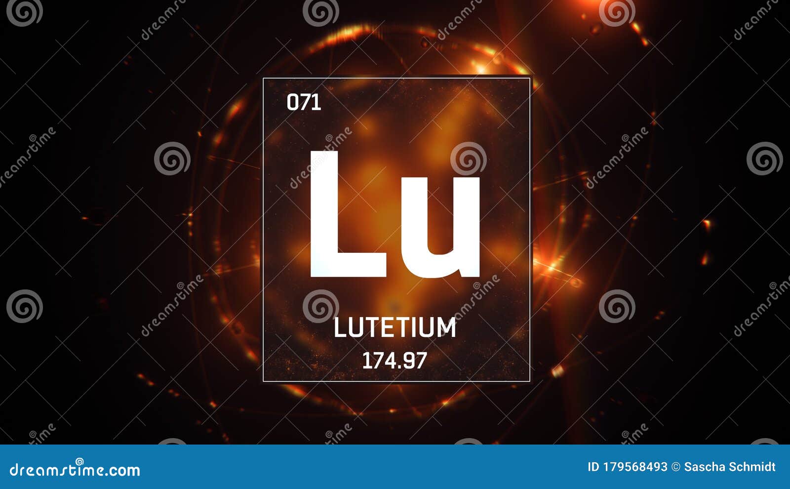Lutetium As Element 71 of the Periodic Table 3D Illustration on Orange ...