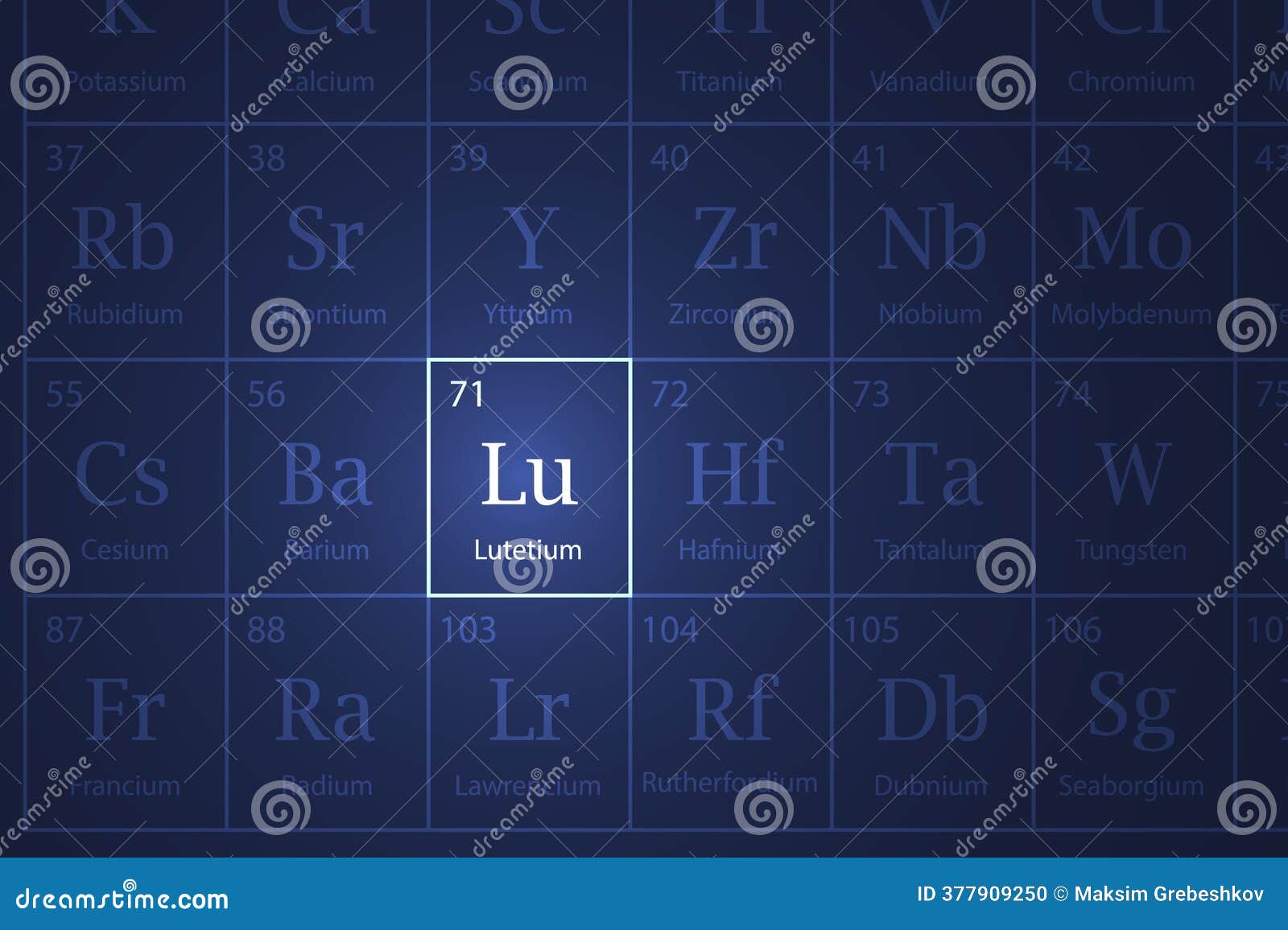 Lutetium As Element 71 Of The Periodic Table 3D Illustration On Orange ...