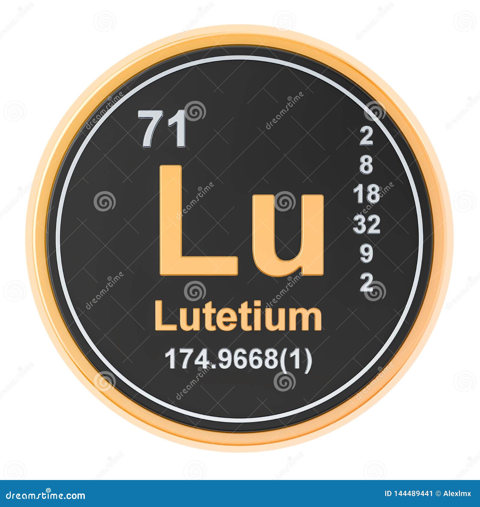 Lutetium, 3D Rendering Of Symbols Of The Elements Of The Periodic Table ...
