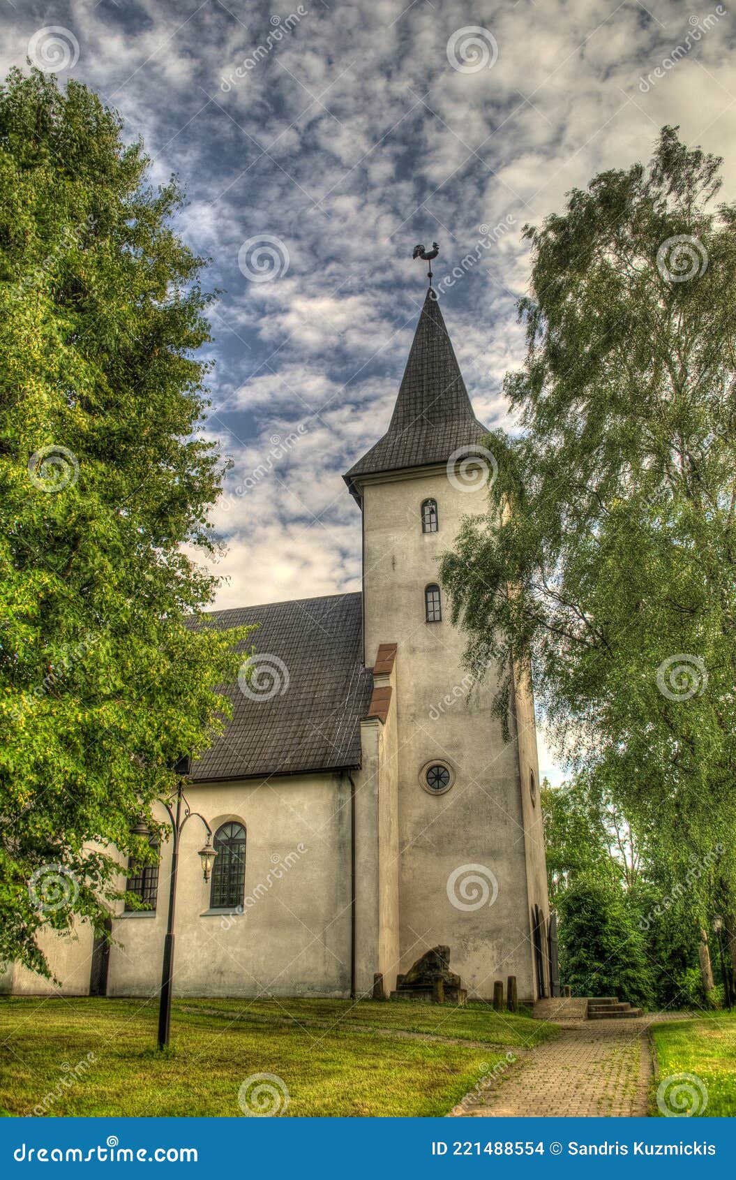 Lutheran Church in Priekule, Latvia Stock Photo - Image of landscape ...