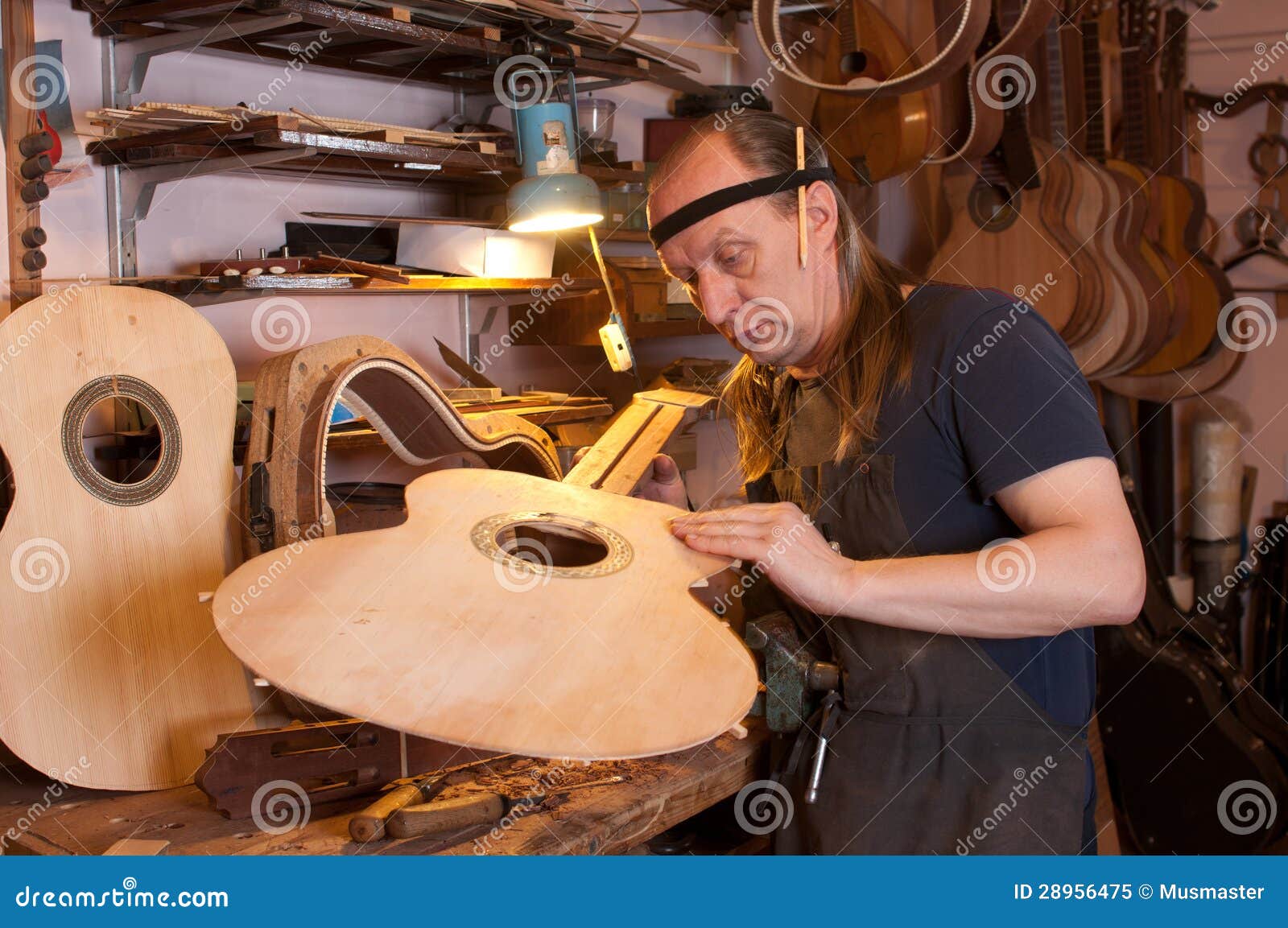 Luthier stock image. Image of working, form, indoors - 28956475