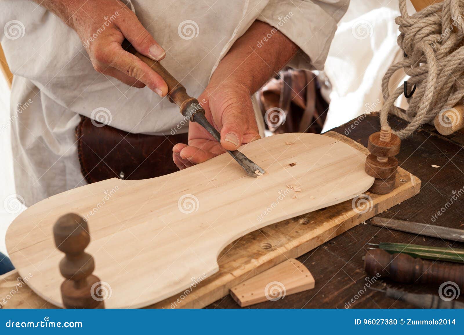The Luthier Builds a Medieval Stringed Instrument Stock Photo - Image ...