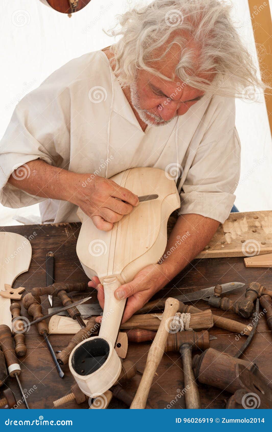 The Luthier Builds a Medieval Stringed Instrument Stock Image - Image ...