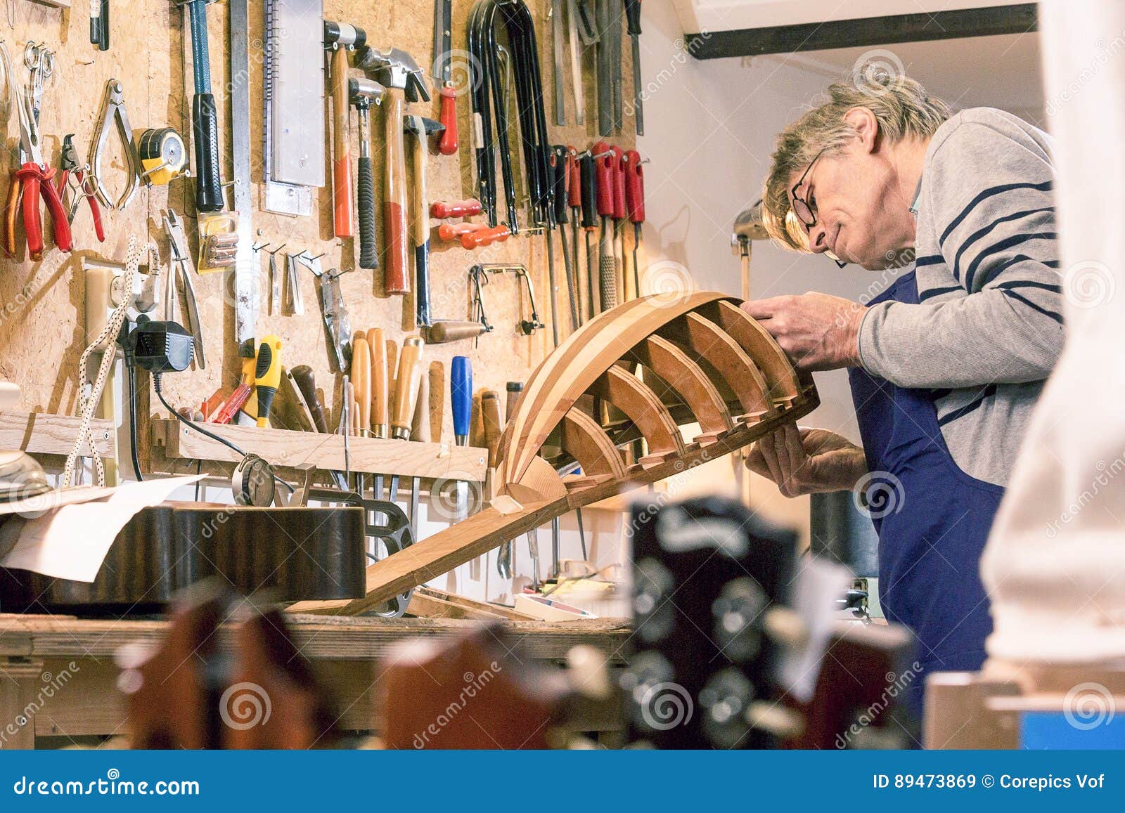 Luthier Inspecting His Halfway Finished Lute Stock Image - Image of ...