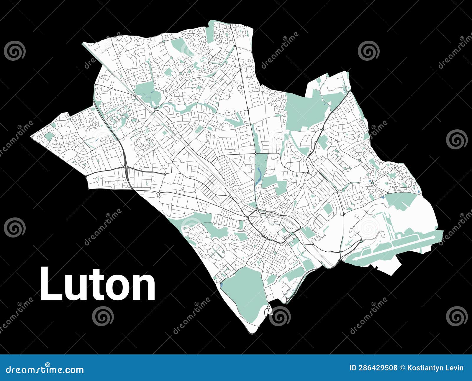 Luton City Map, Administrative Area Stock Vector - Illustration of ...