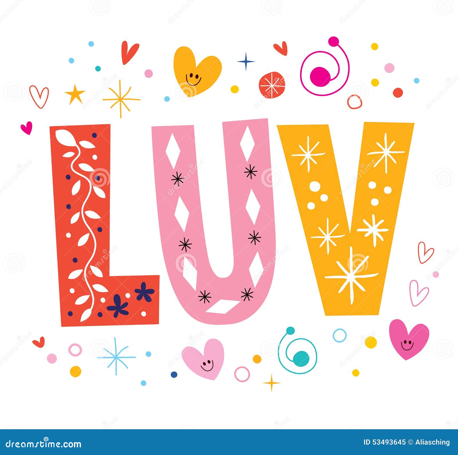 LUV Love Decorative Lettering Text Stock Vector - Illustration of ...