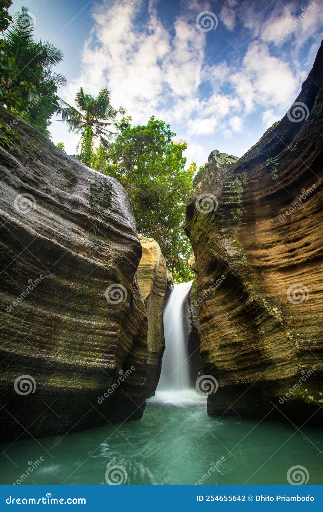 Luweng Sampang Waterfall Photo Stock Photo - Image of cliff, stream ...