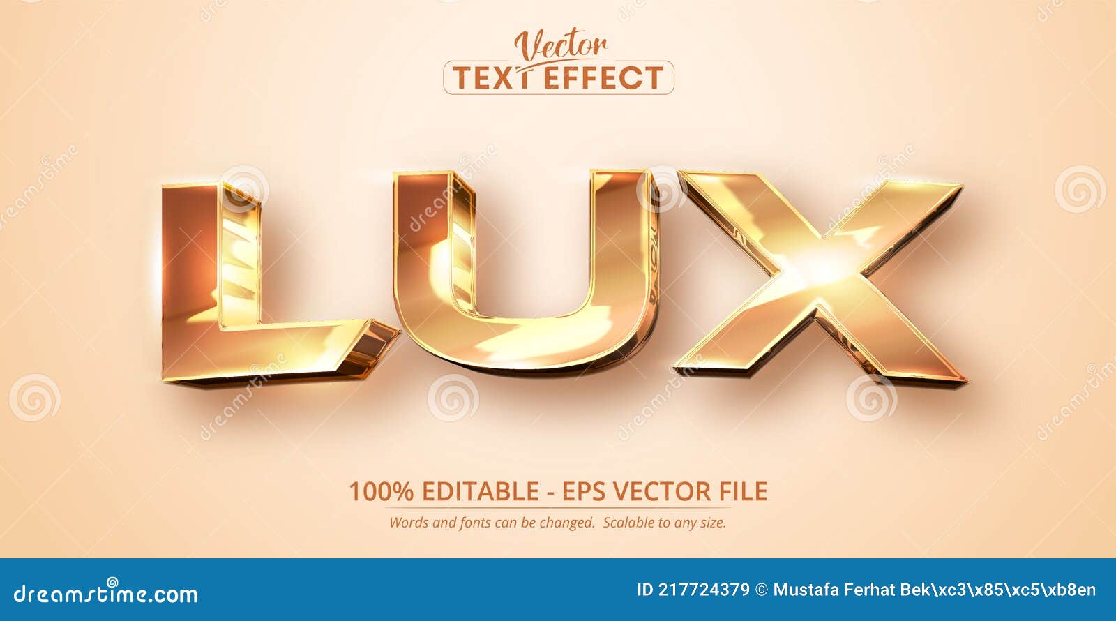 Lux Text, Shiny Golden Color Style Editable Text Effect Stock Vector ...