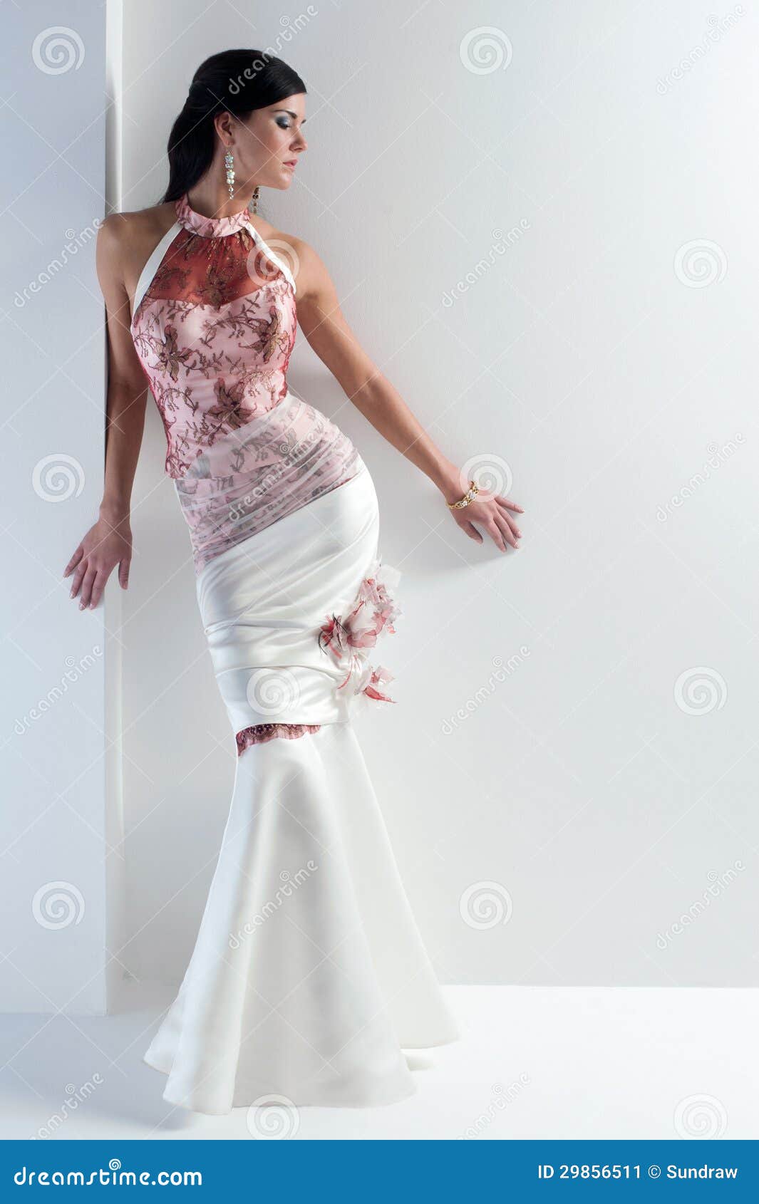 Luxe Bride in Form-fitting Dress Stock Image - Image of female, lips ...