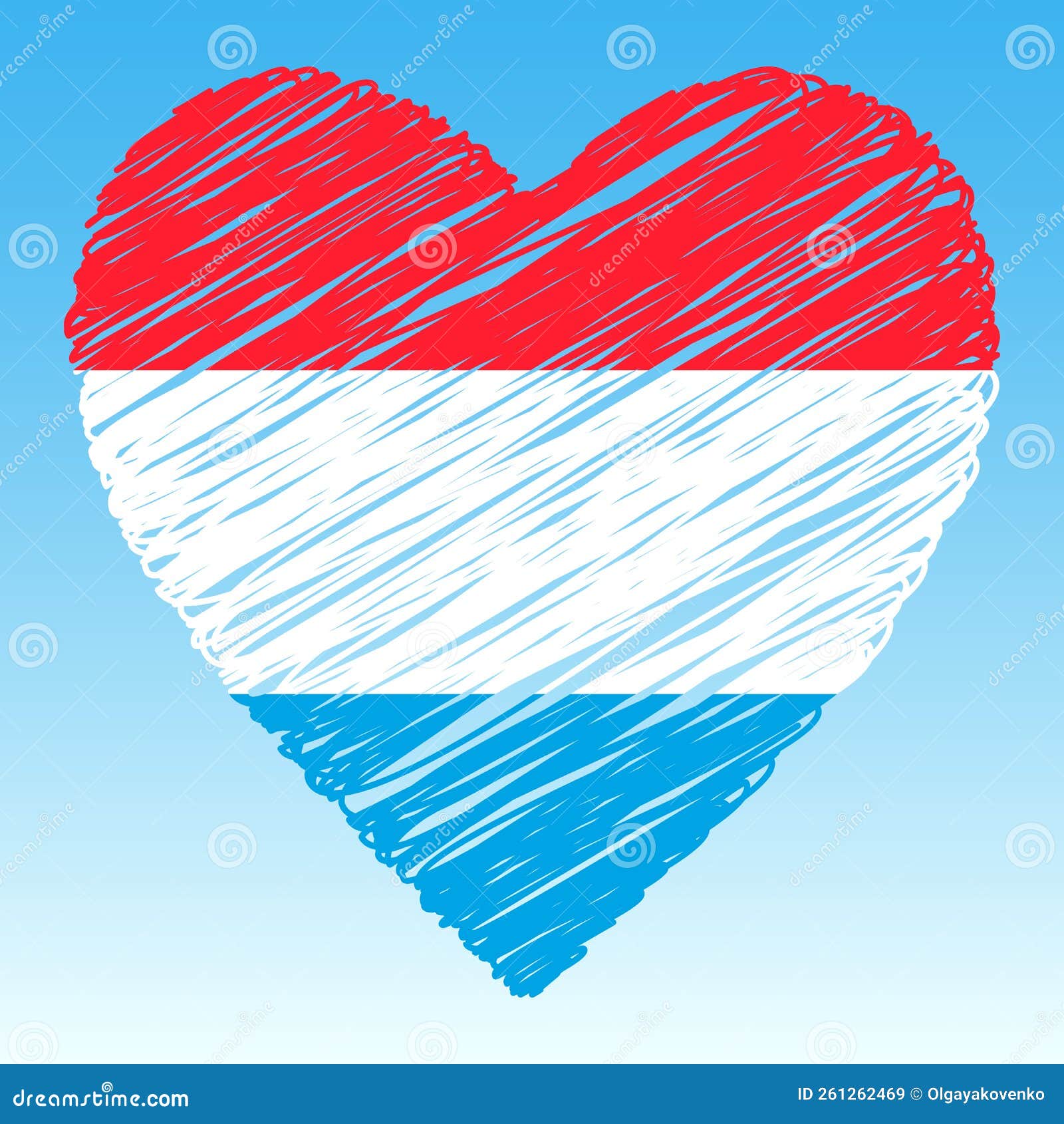 Luxembourg Drapeau Forme Coeur Gruning Style Illustration de Vecteur ...