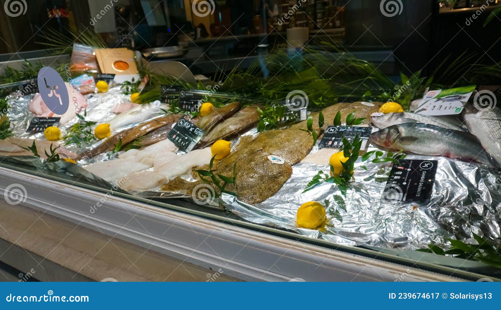 Luxembourg - January 01, 2022: Selling Fresh Fish at the Store at ...