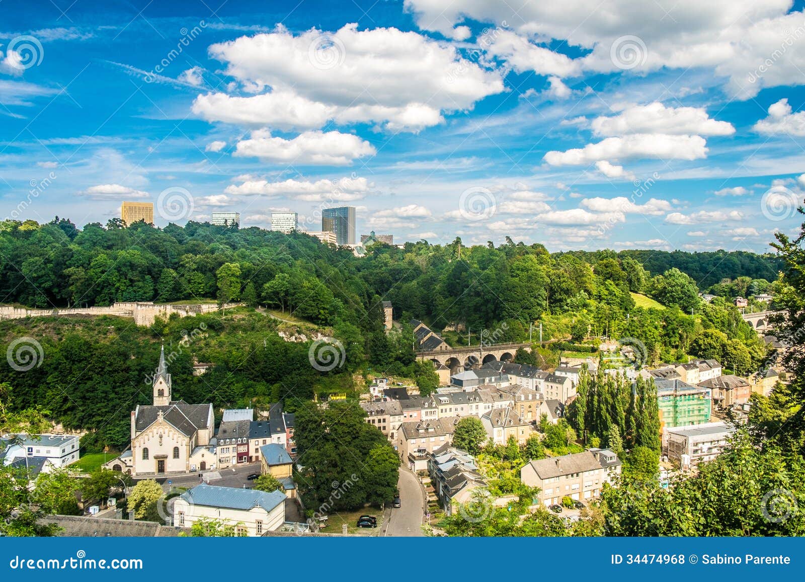 Luxembourg stock photo. Image of clouds, panoramic, city - 34474968