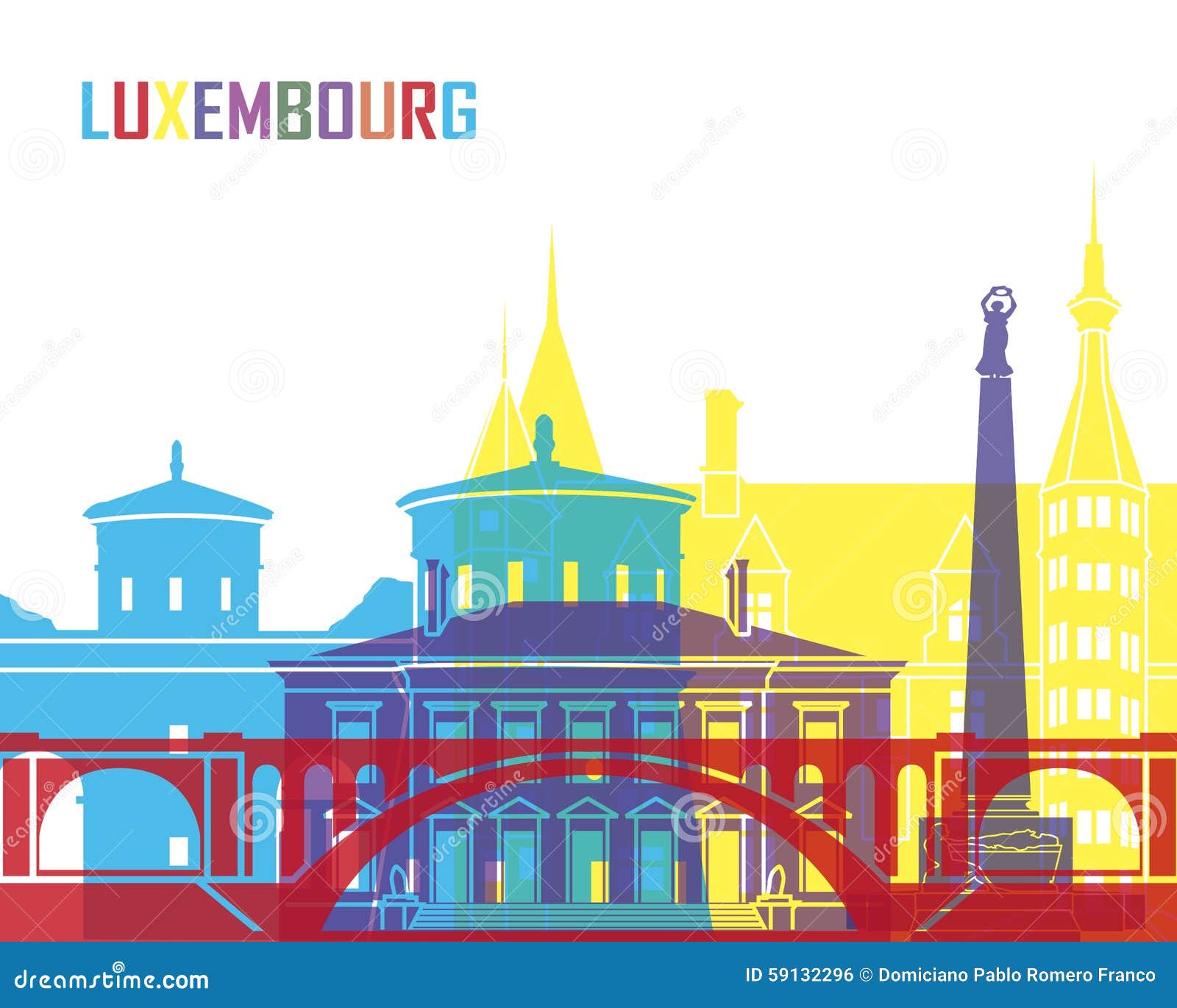 Luxembourg skyline pop stock vector. Illustration of luxembourg - 59132296