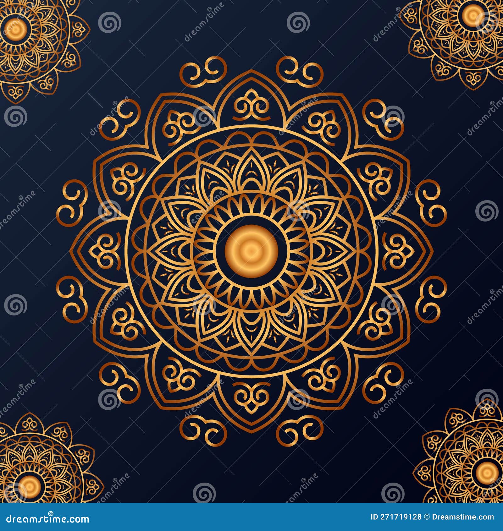 Luxuary Mandala Vector Design with Golden Color and Islamic Pattern ...