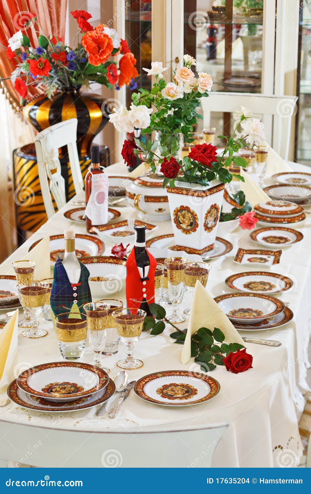 Luxuriant Table Appointments with China Porcelain Stock Photo - Image ...