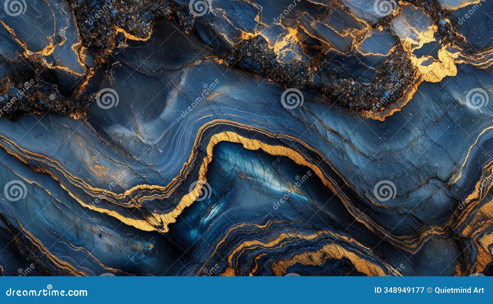 Luxurious Abstract Art with Blue and Gold Marble Texture Stock Image ...
