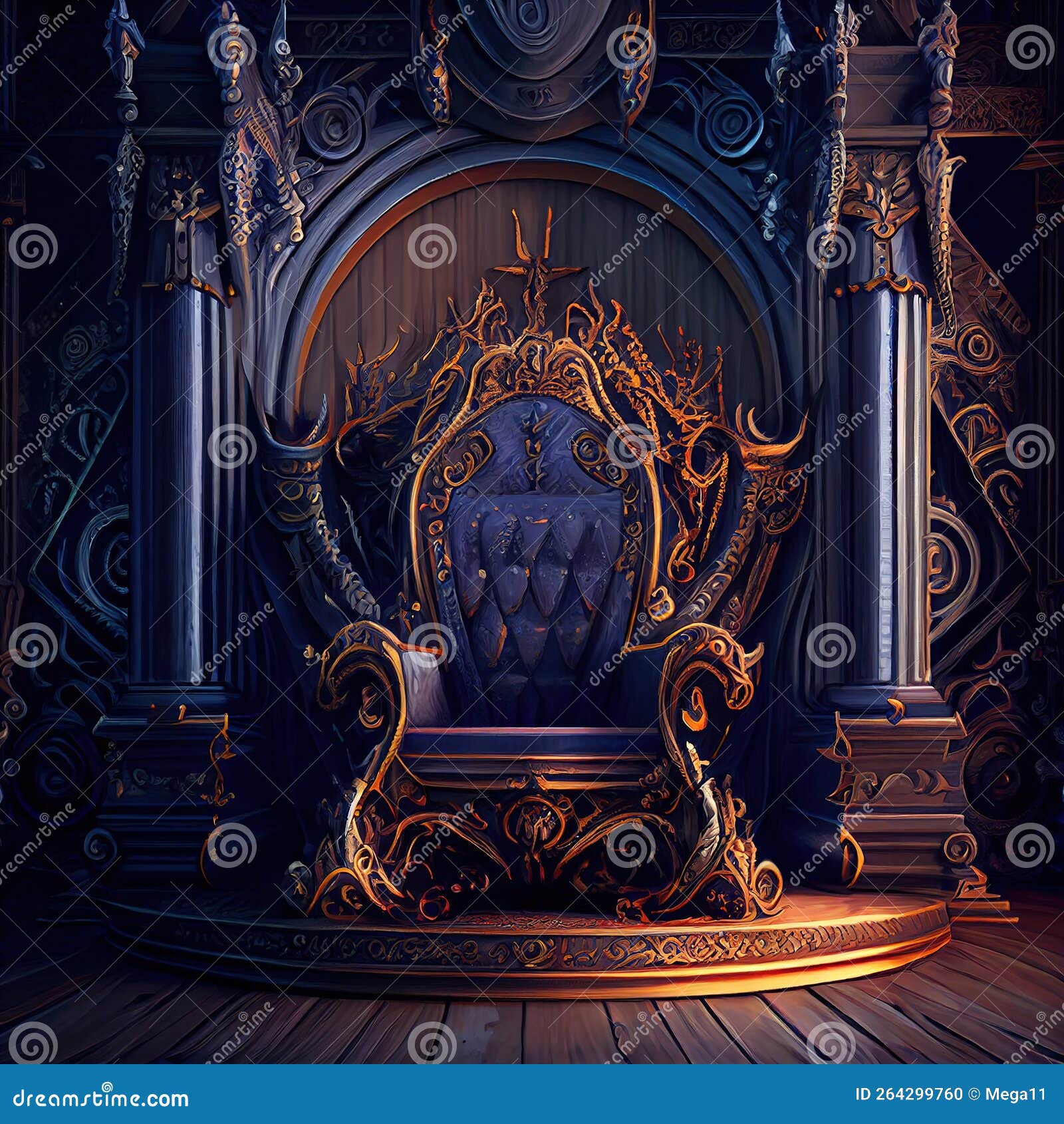 Generative AI: Luxurious Ancient Throne Stock Illustration ...