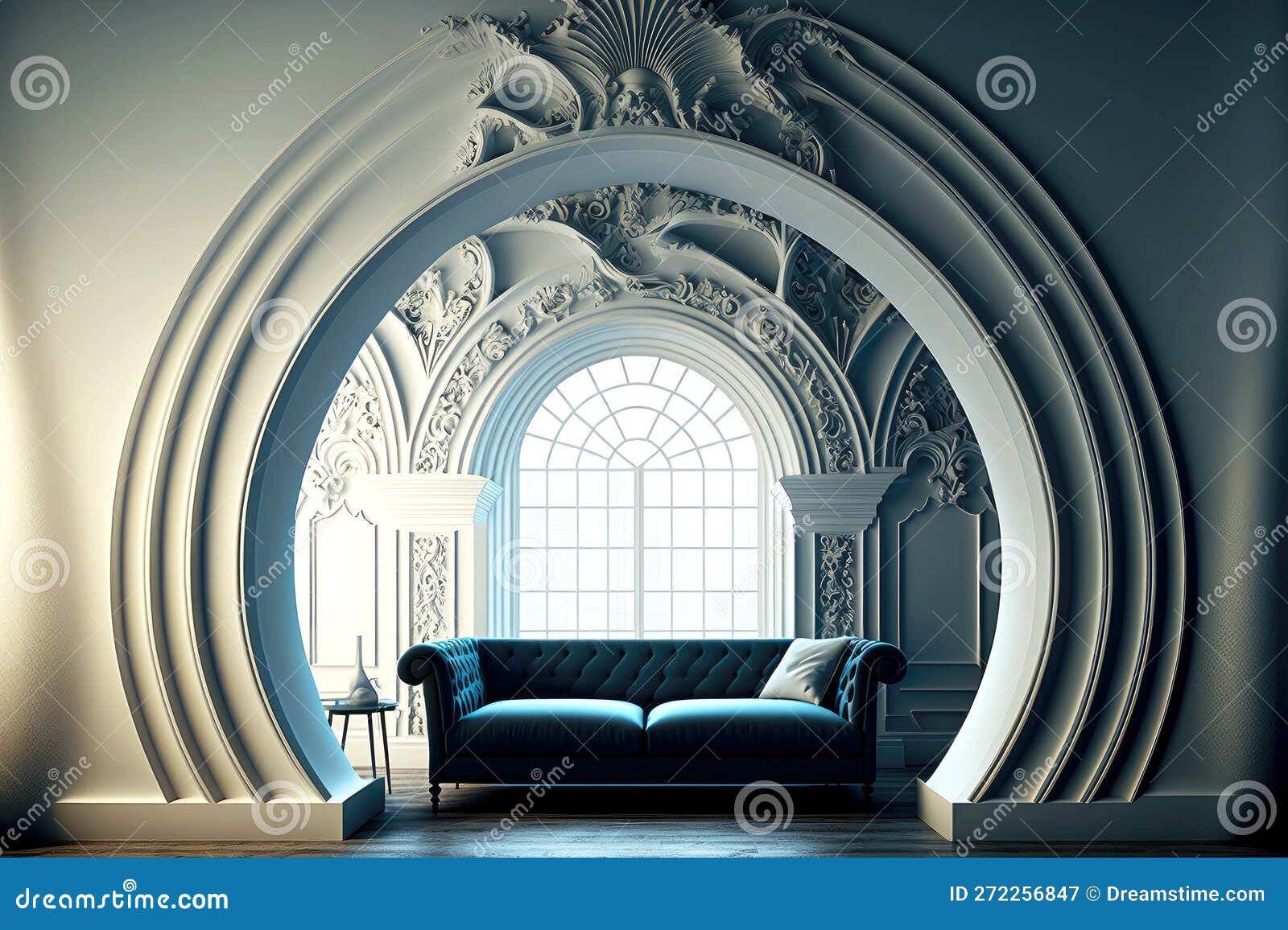 Luxurious Arched Openings in Room at Baroque Interior Stock ...