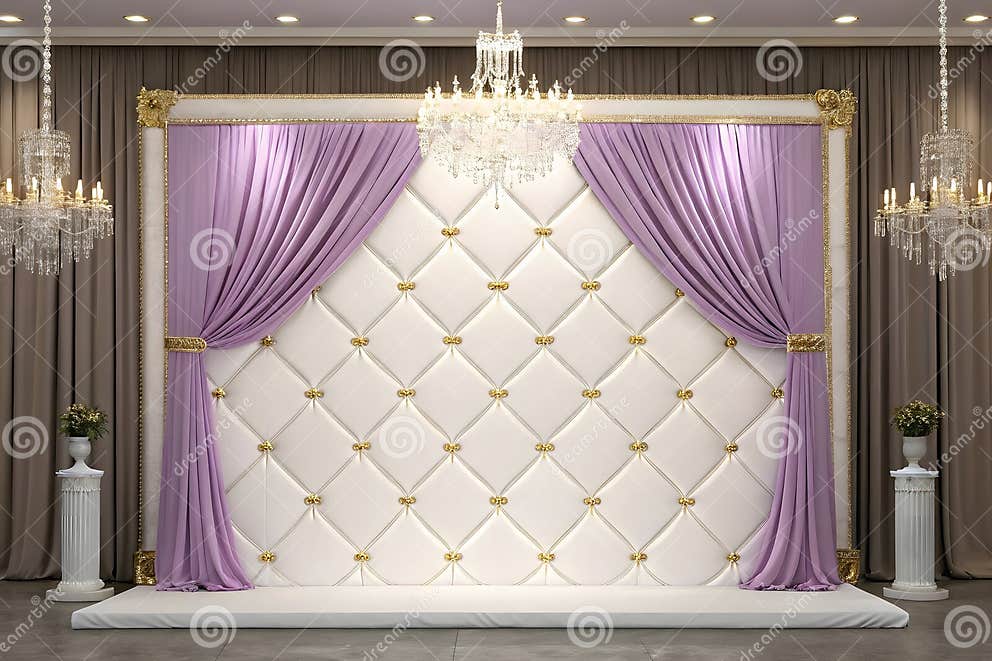 Luxurious Backdrop for a Special Event, Backdrop Should Feature a Large, White Fabric Panel with ...