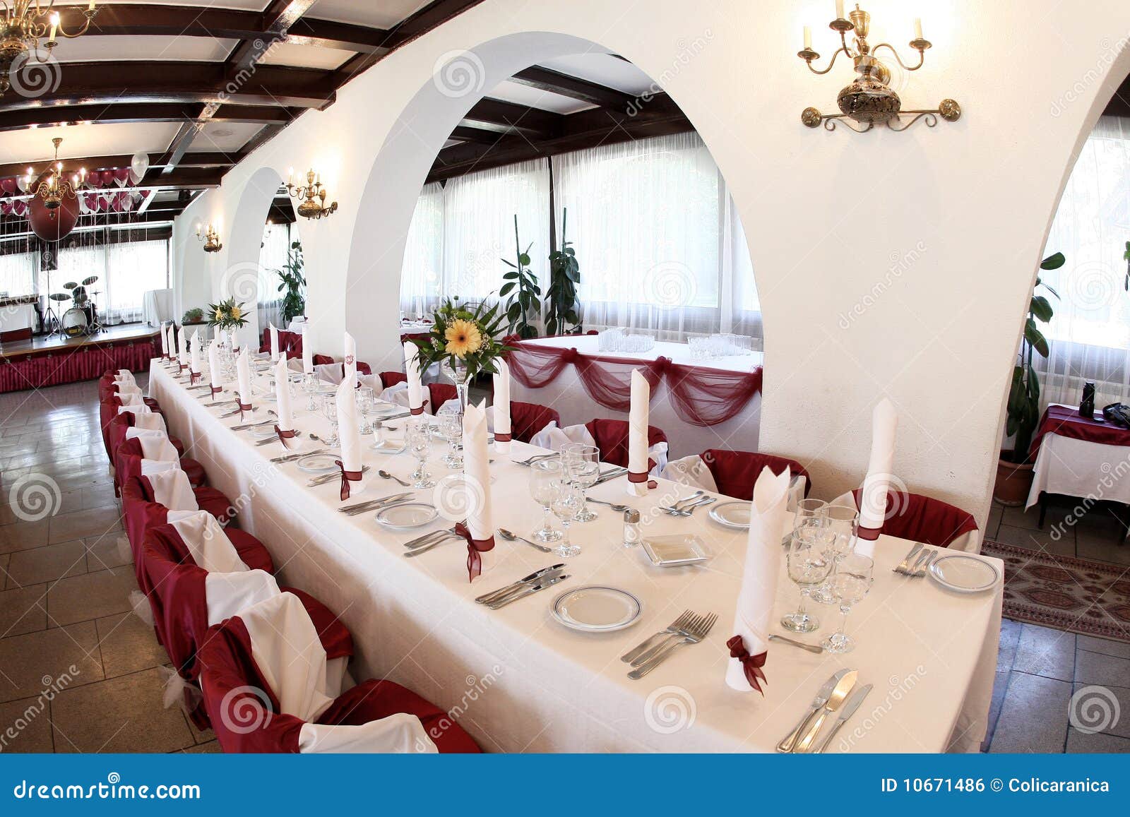 Luxurious ballroom stock photo. Image of tables, archway - 10671486