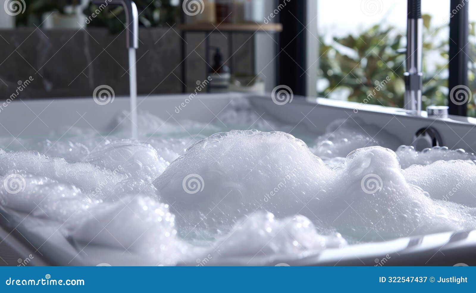 A Luxurious Bath Filled with a Layer of Frothy Bubbles Mirroring the ...