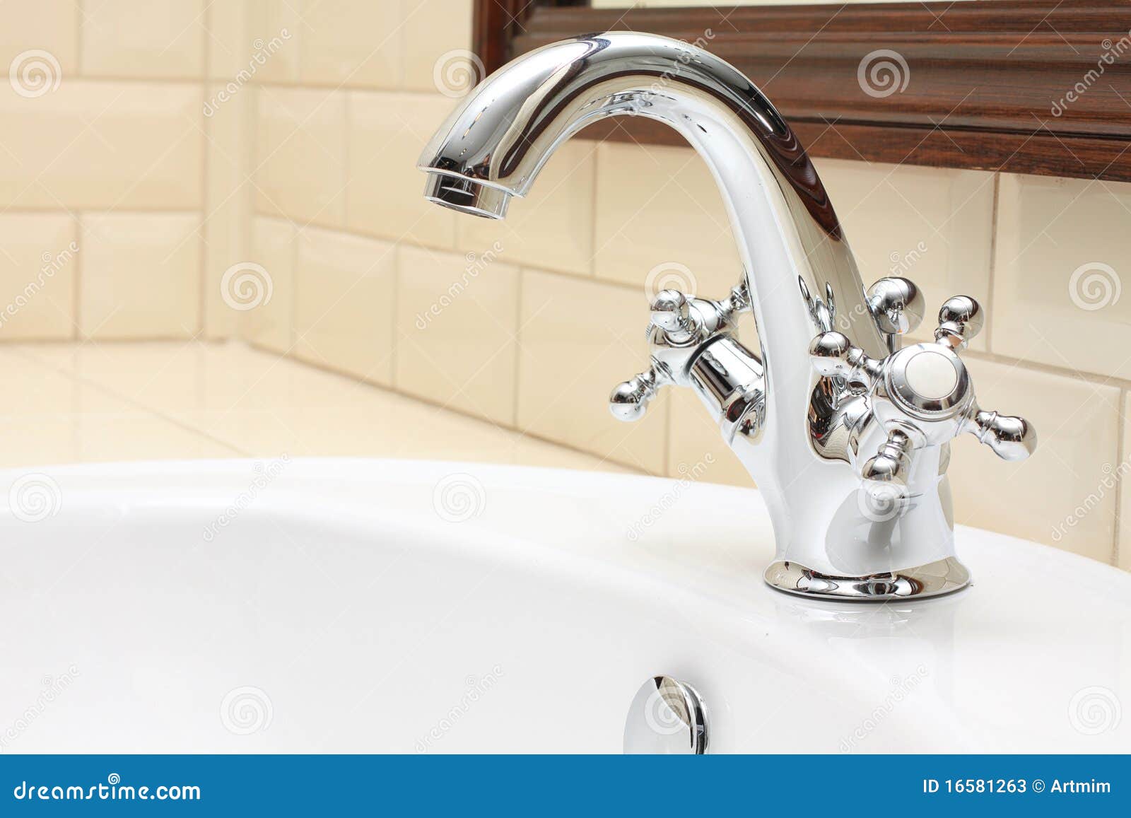 Close Up Faucet And Open Water In A Toilet Royalty-Free Stock ...
