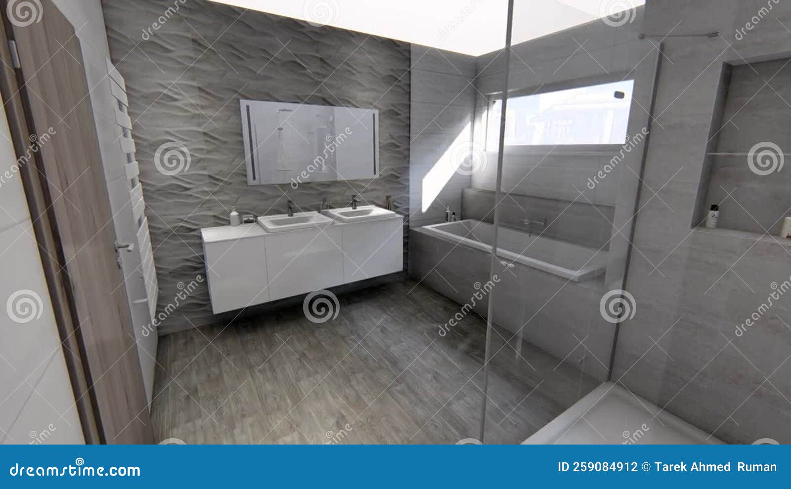 Luxurious Bathroom Interior 3d Visualization. Modern Bathroom Interior ...