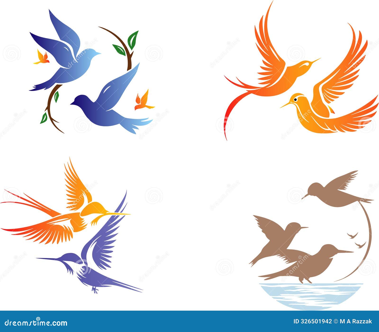 Luxurious Birds Related Logo Image Set Stock Illustration ...