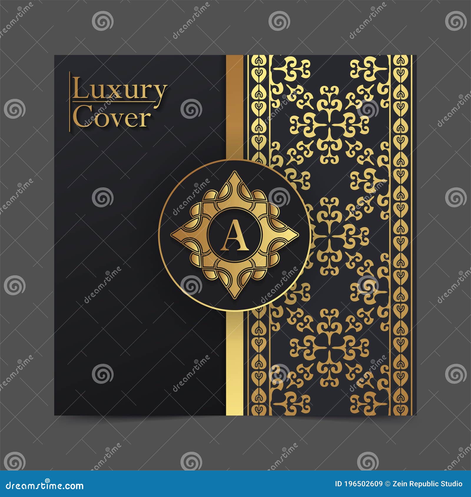 Luxurious Black and Gold Cover with Ornamental Design Stock ...