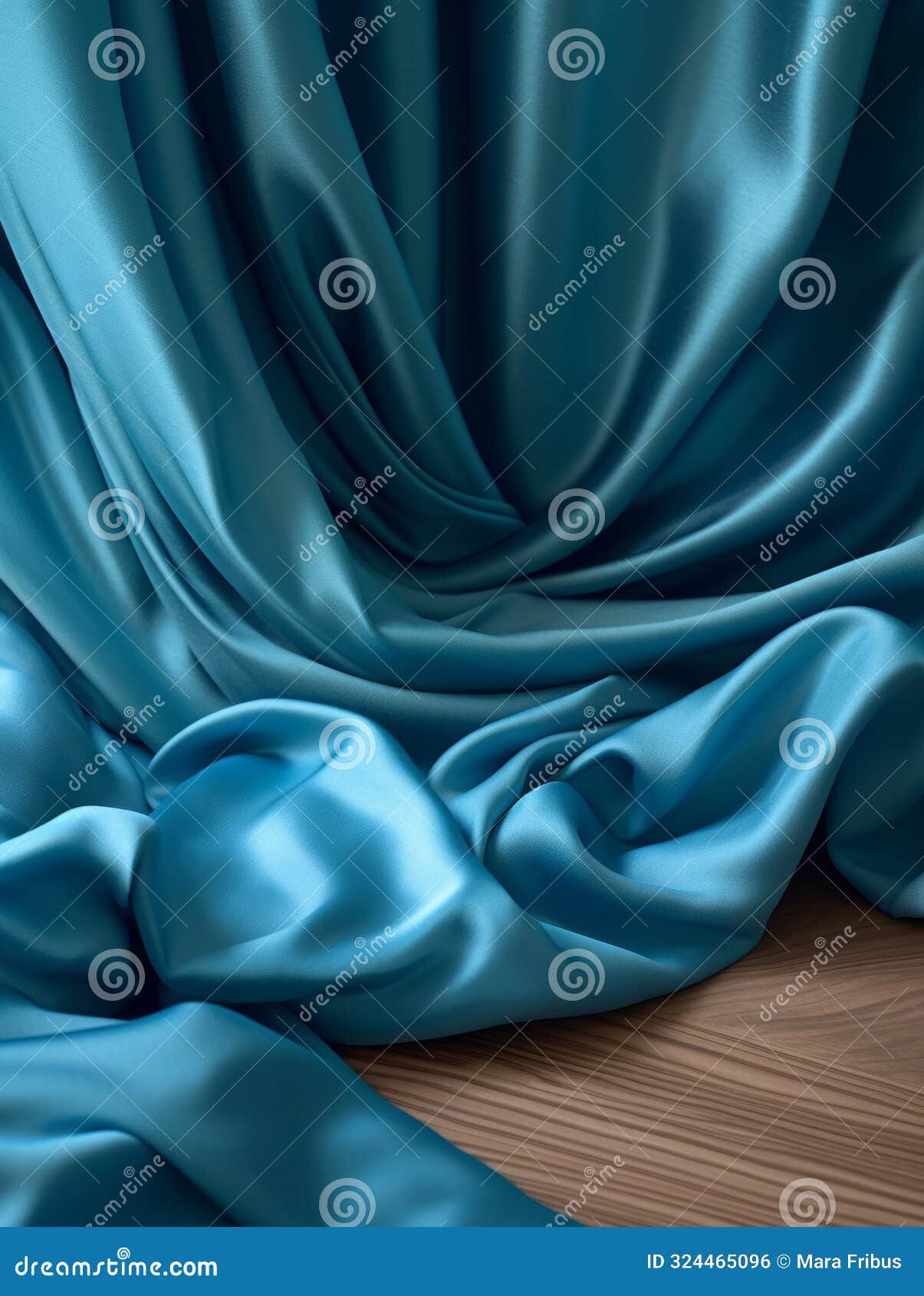 Luxurious Blue Satin Folded Fabric. Grace Drapery Background Stock ...