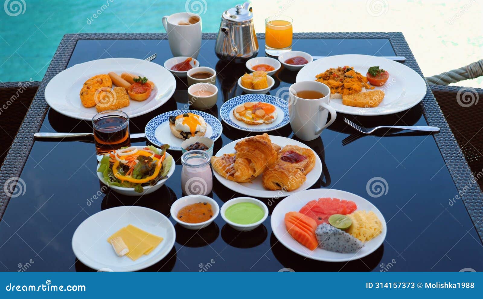 Luxurious Breakfast Spread at Resort with Stock Image - Image of toast ...