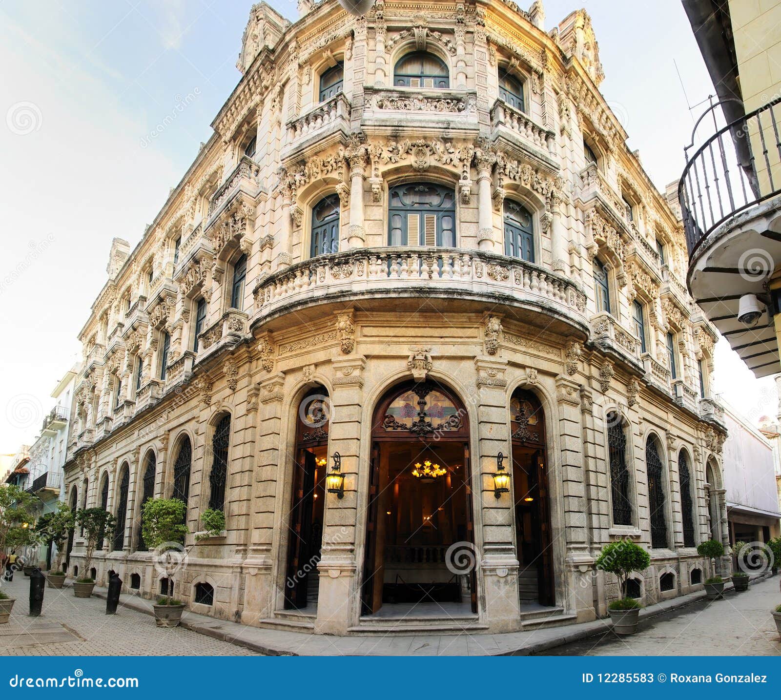 Luxurious Building Facade in Old Havana, Cuba Stock Image - Image of ...