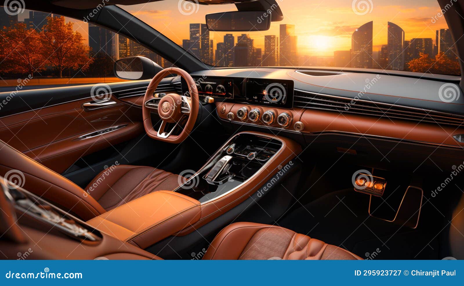 A Luxurious Car Interior Full View Stock Illustration - Illustration of ...