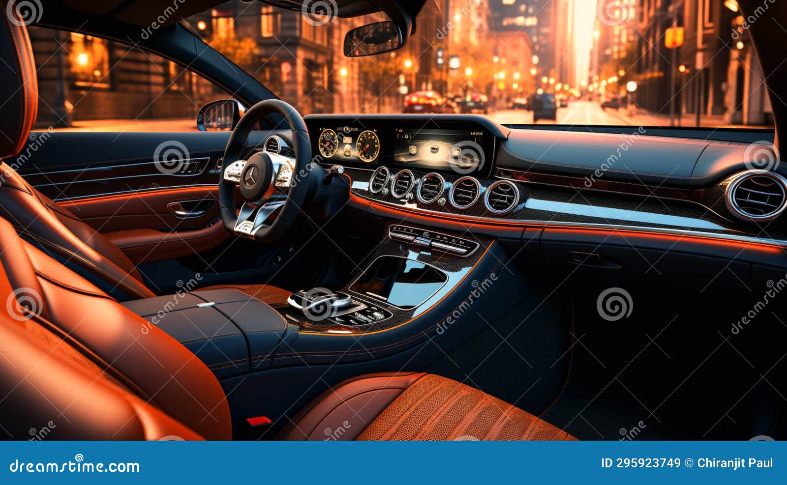 A Luxurious Car Interior Full View Stock Illustration - Illustration of ...