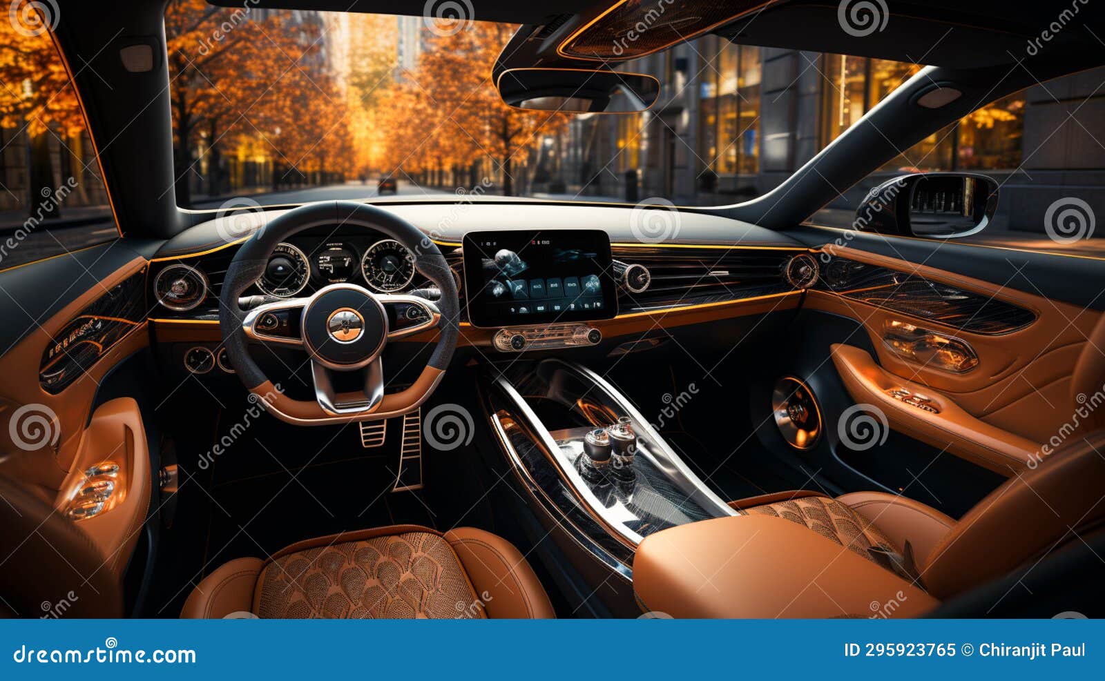 A Luxurious Car Interior Full View Stock Illustration - Illustration of ...