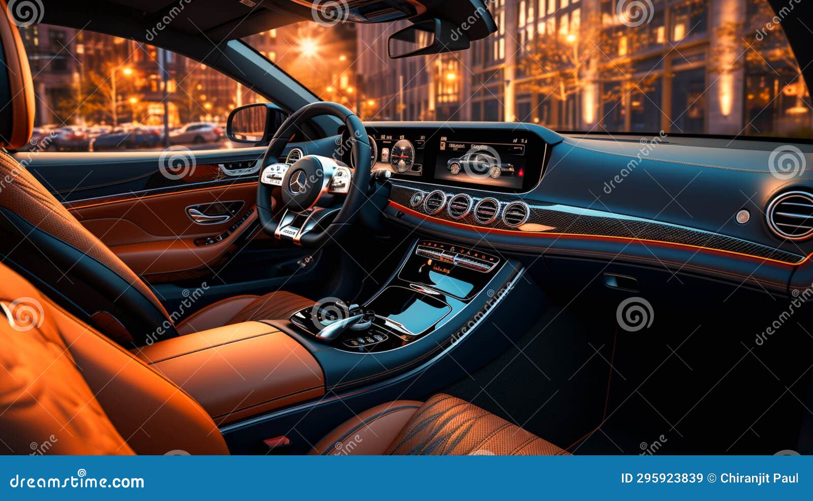 A Luxurious Car Interior Full View Stock Illustration - Illustration of ...