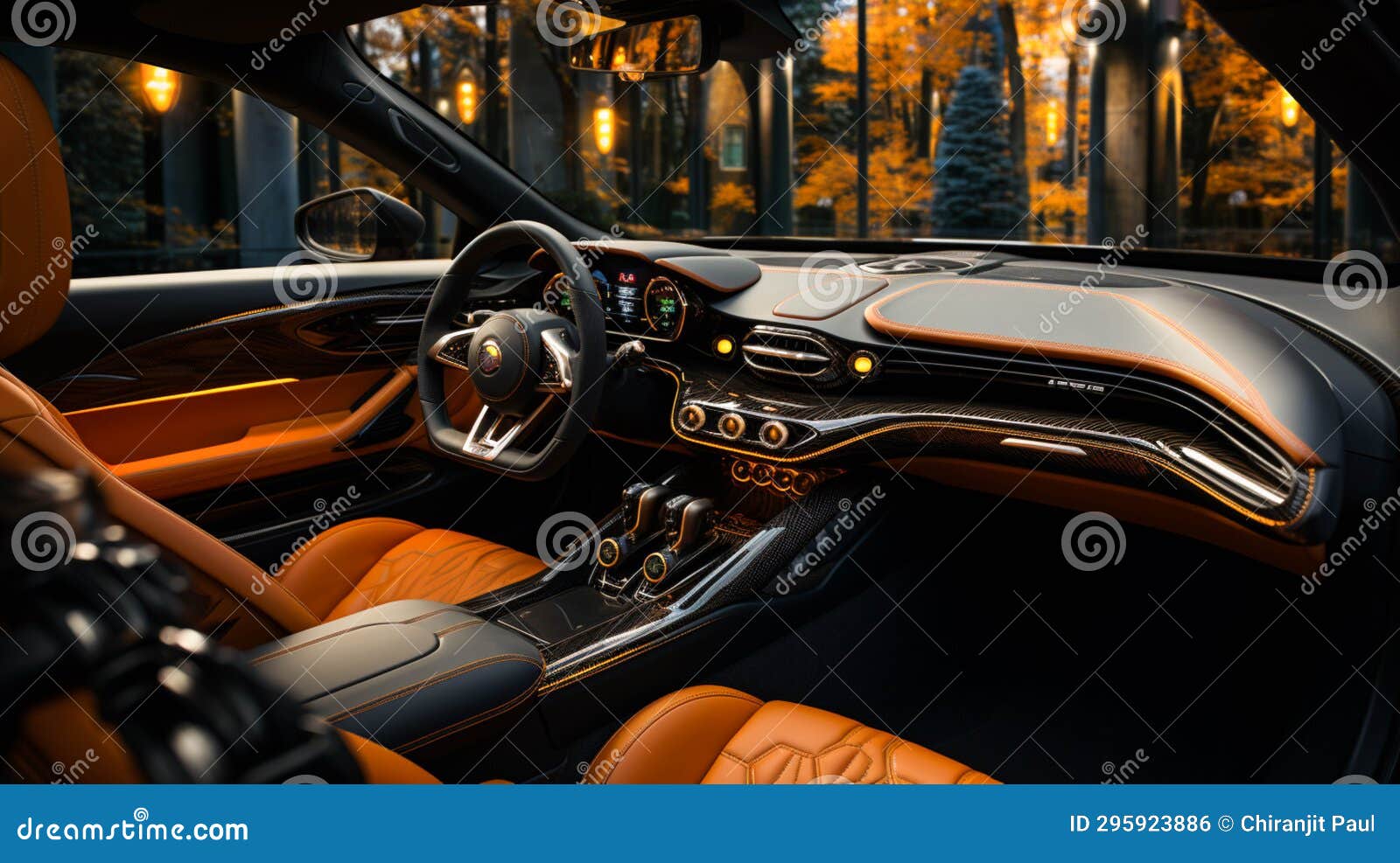 A Luxurious Car Interior Full View Stock Illustration - Illustration of ...