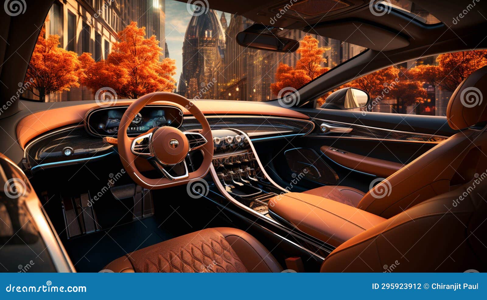 A Luxurious Car Interior Full View Stock Illustration - Illustration of ...