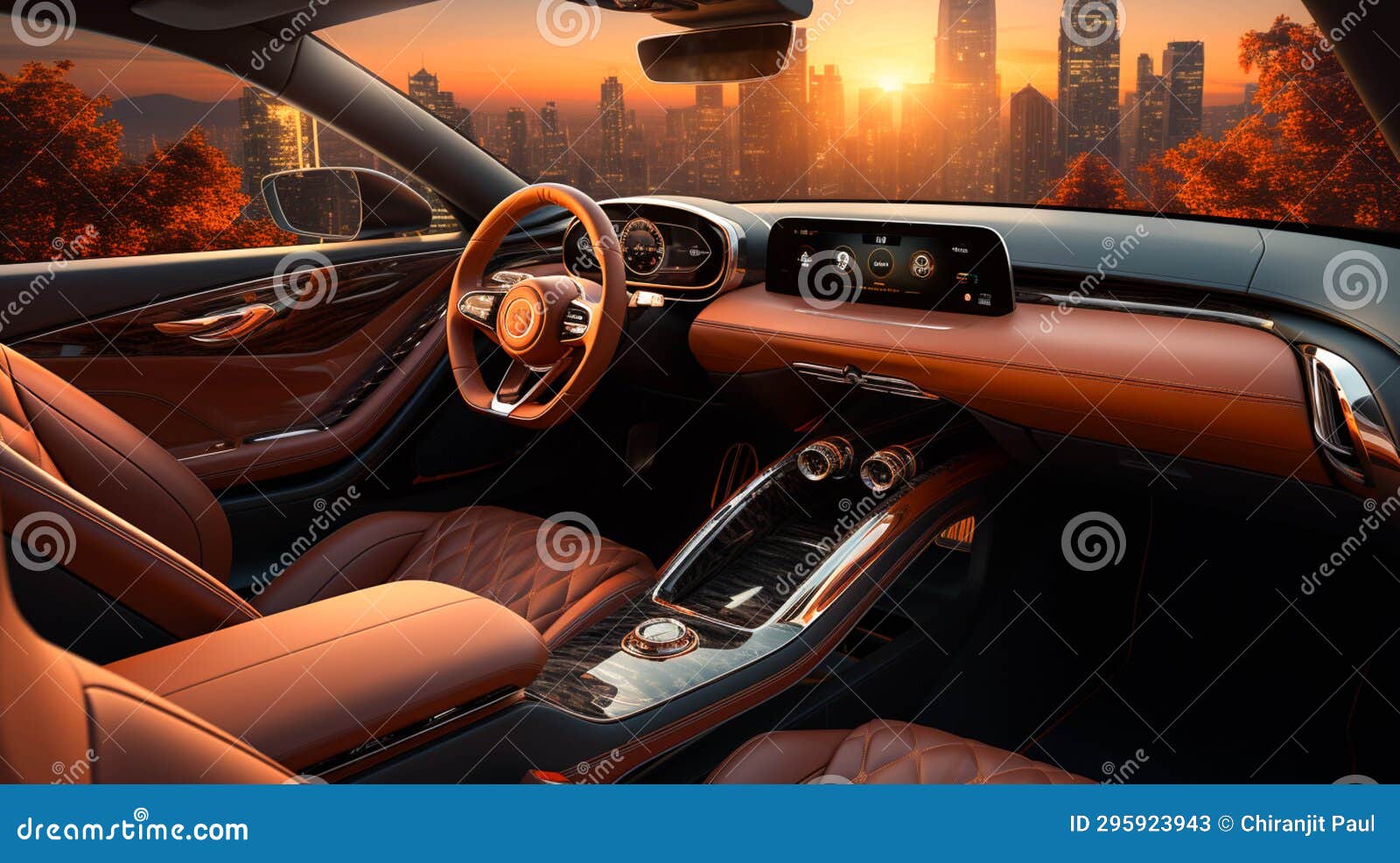 A Luxurious Car Interior Full View Stock Illustration - Illustration of ...