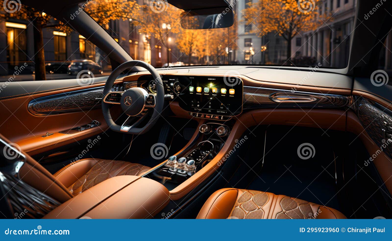A Luxurious Car Interior Full View Stock Illustration - Illustration of ...