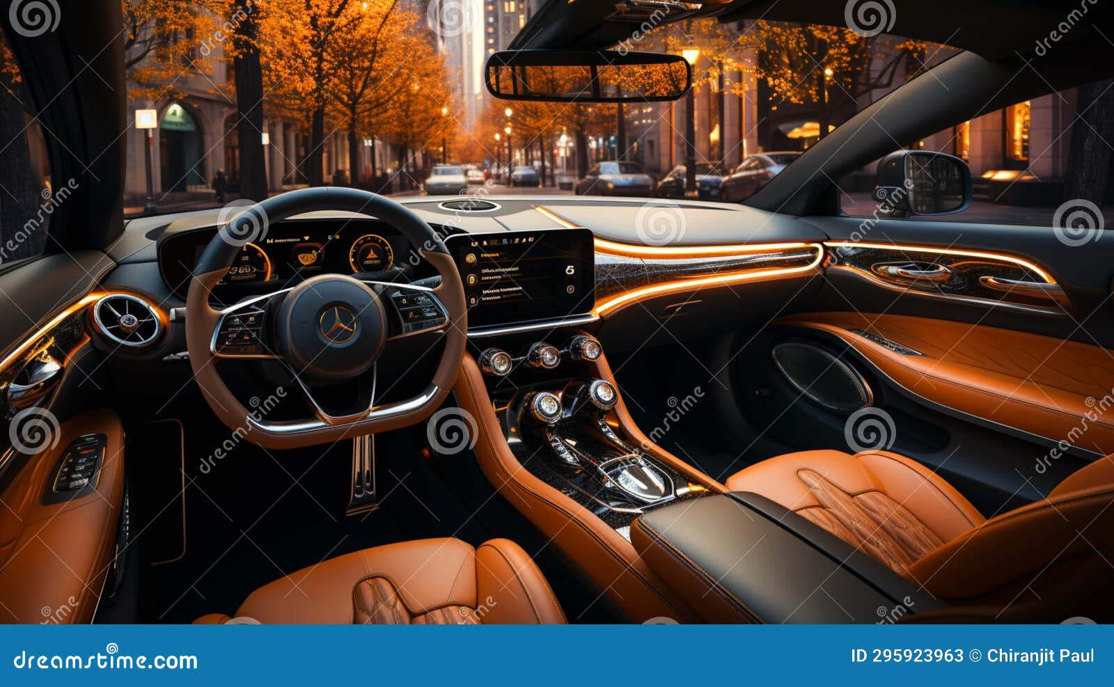 A Luxurious Car Interior Full View Stock Illustration - Illustration of ...