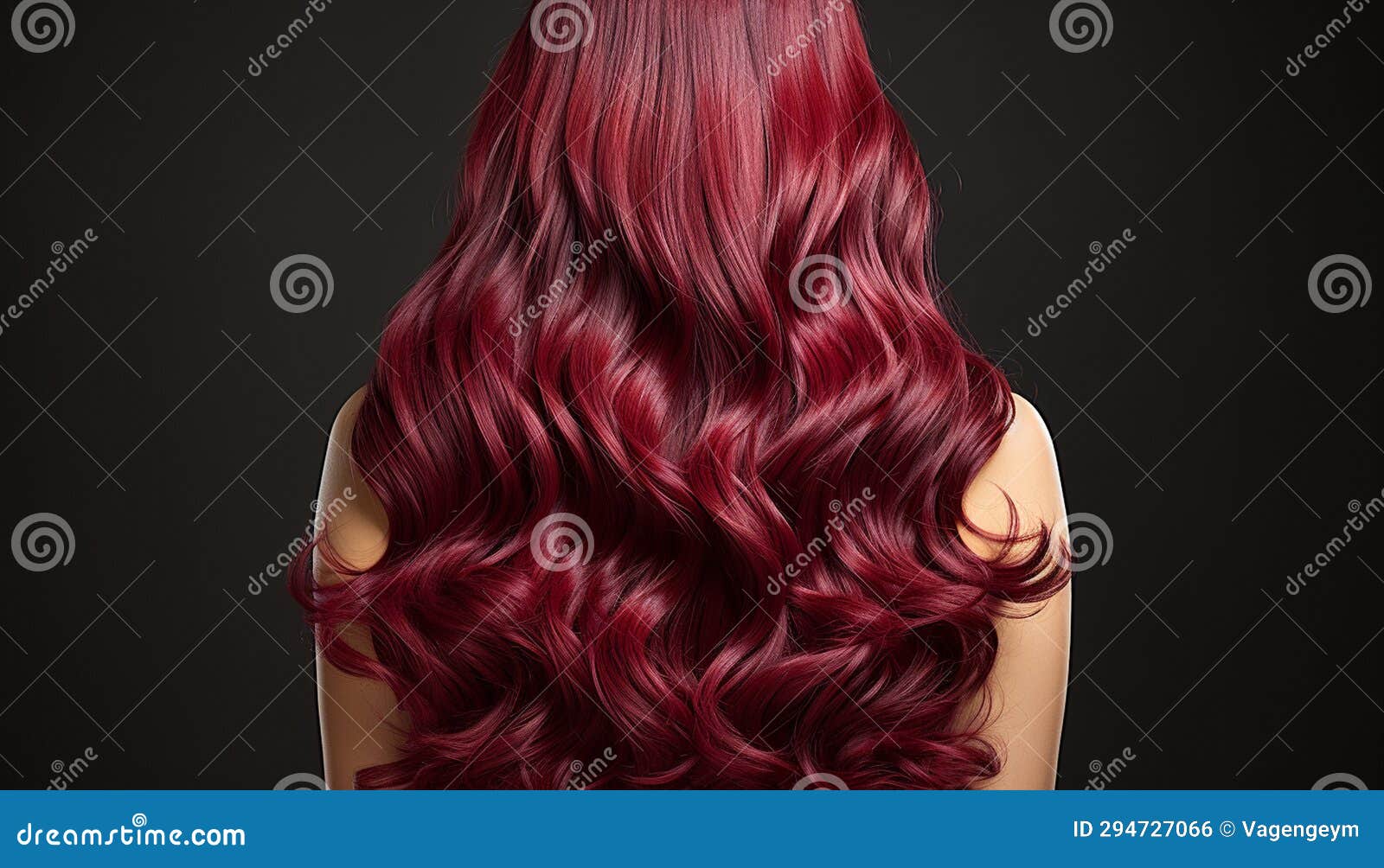 Luxurious Cascade of Radiant Ruby-red Hair Flows Gracefully, Reflecting ...