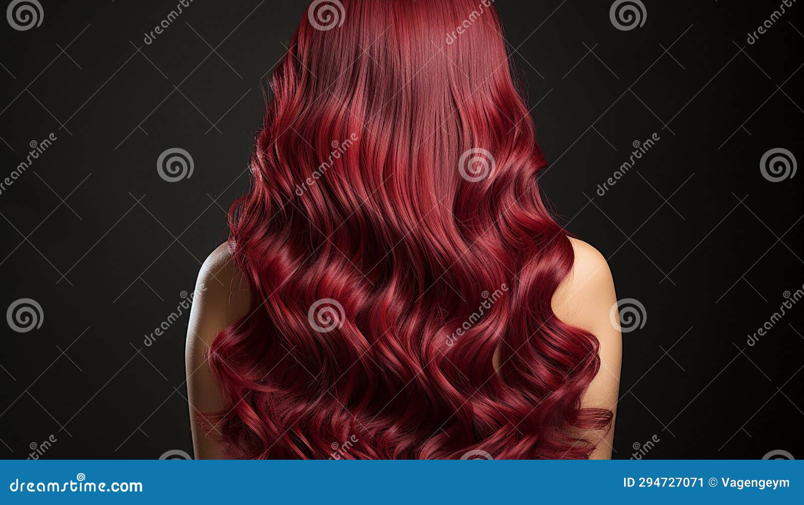 Luxurious Cascade of Radiant Ruby-red Hair Flows Gracefully, Reflecting ...